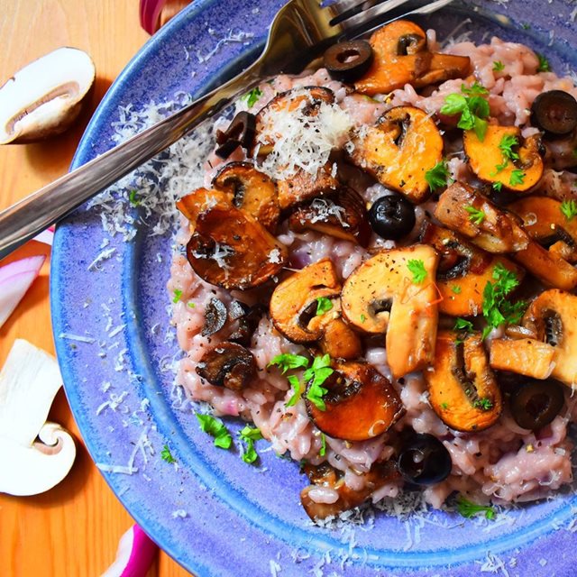 Red Wine Risotto with Mushroom and Pancetta | Recipe | SoCook