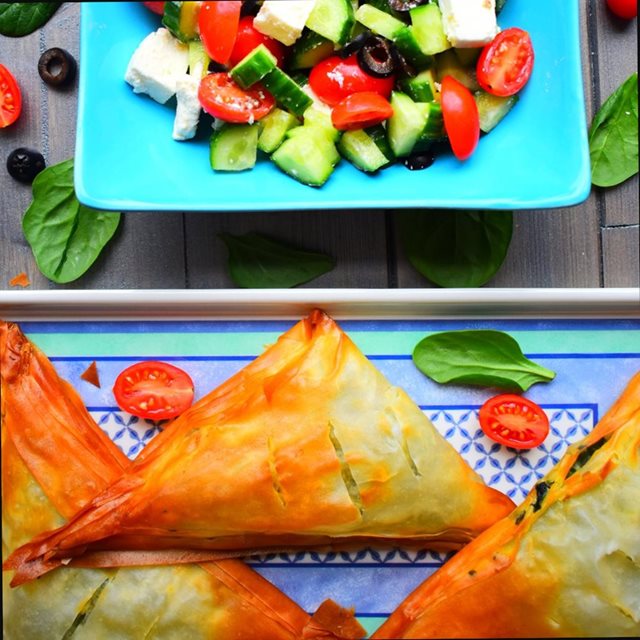 Feta and Spinach Pastries with a Greek Salad | Recipe | SoCook